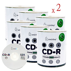 Smart Buy Logo CD-R 1200-Pack 700mb 52x Blank Data Recordable Discs, 1200 Disc, 1200pk