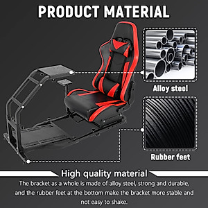 Gazzyt Racing Simulator Cockpit Stand with Red Racing Chair Adjustable Racing Wheel Stand fit for Logitech G27 G29 G920, Thrustmaster T300 T300RS T248, Without Wheel Pedal and Shifter