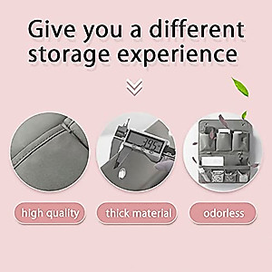 HSLFUAI Hanging Organizer with Pockets for Bathroom, Behind Door, Bedroom, Washing Table, Hanging Organizer, Door Organizer with 3 Sticky Wall Hooks (2Layer, Grey)