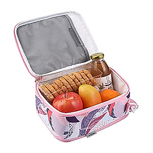 Insulated Lunch Box for School and Work, Expandable Lunch Bag, Thermal Reusable Small Lunch Cooler Tote Bag for Kids, Boys, Girls, Men, Women (Tropical Flowers)