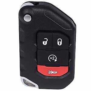 SELEAD Flip Key Fob 4 Buttons Keyless Entry Remote fit 2020 for Jeep Gladiator 2018-2020 for Jeep Wrangler Antitheft Keyless Entry Systems 68416782AA 1pc 433.92MHz, Black