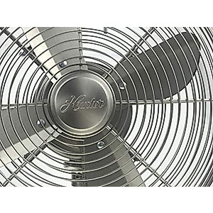 HUNTER 90400z All Metal Retro Table Fan - Powerful 3 Speeds and Smooth Oscillation, 12", Brushed Nickel
