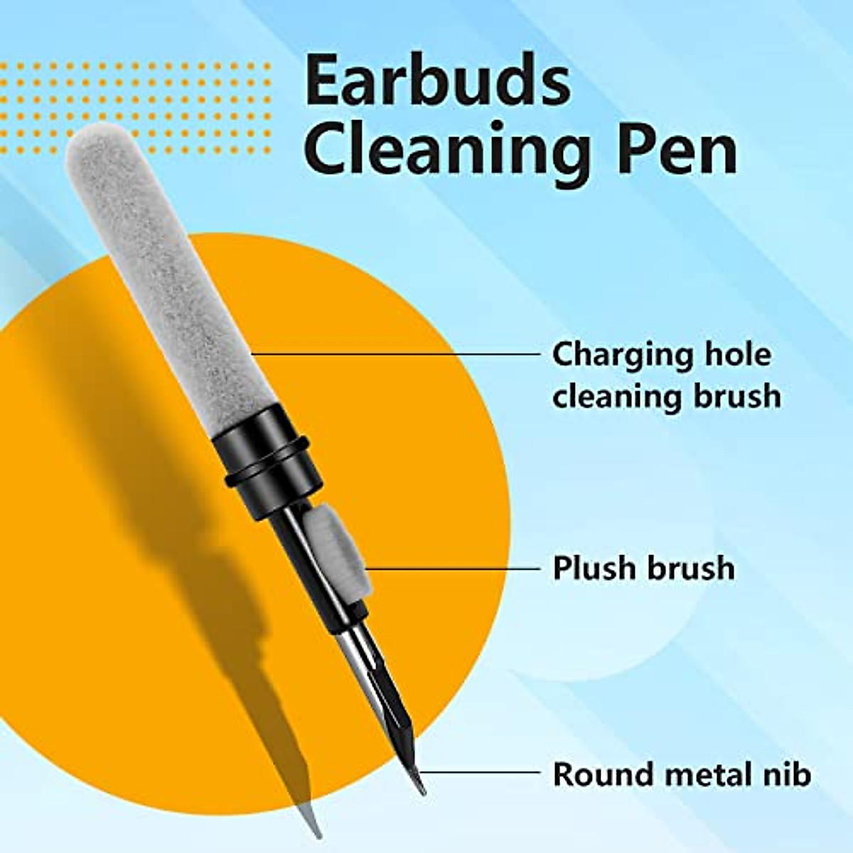 Hksany Bluetooth Earbuds Cleaning Pen, Wireless Headphones Cleaning Tool Multi-Function Cleaner Kit with Soft Brush for Earphones, Charging Box Accessories, Phone, Camera
