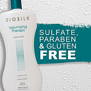 Biosilk Volumizing Therapy Conditioner, Adds Volume & Body While Moisturizing & Conditioning Hair, Sulfate, Paraben & Cruelty-Free, 34 Oz