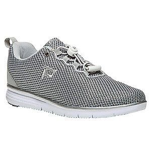 Propet Women's TravelFit Prestige Walking Shoe, Silver/Black, 12 2E US