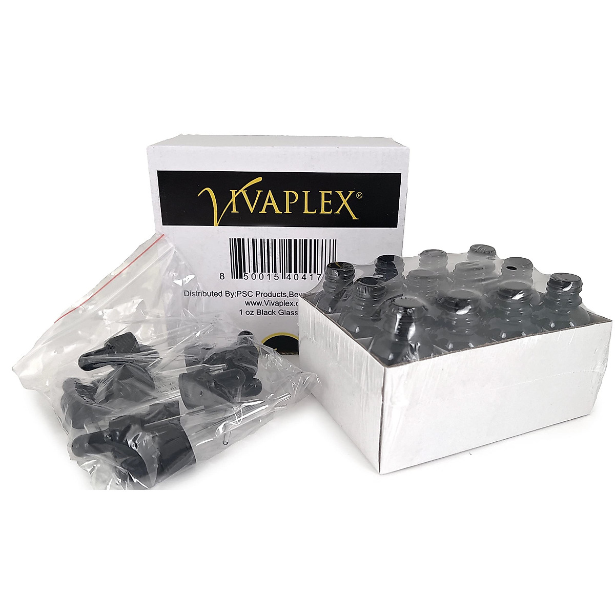 Vivaplex, 12, Black, 1 oz Glass Bottles, With Glass Eye Droppers