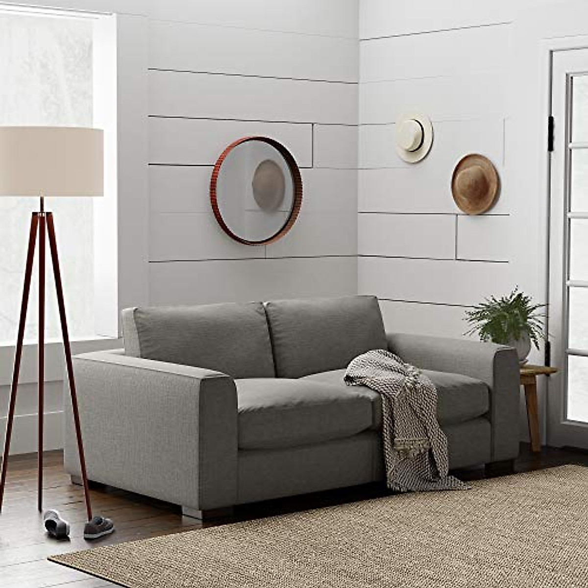 Amazon Brand - Stone & Beam Westview Extra-Deep Down-Filled Loveseat Sofa Couch, 75.6"W, Smoke