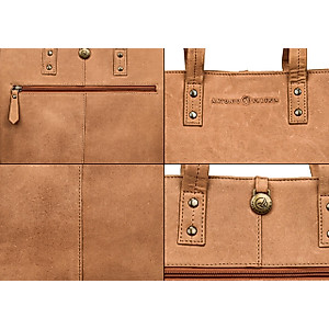 ANTONIO VALERIA Ava Cognac Premium Leather Tote/Top Handle Shoulder Bag for Women