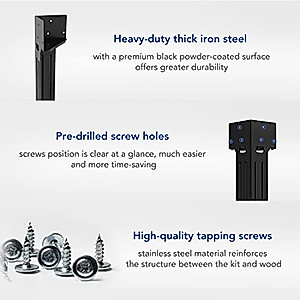 FLEXIMOUNTS Universal Steel Workbench Kit 5 Legs L Shaped Heavy Duty Work Bench for Garage Storage Shelving Workbenches Frame Black Customizable Work Table Brackets, Lumber Not Included