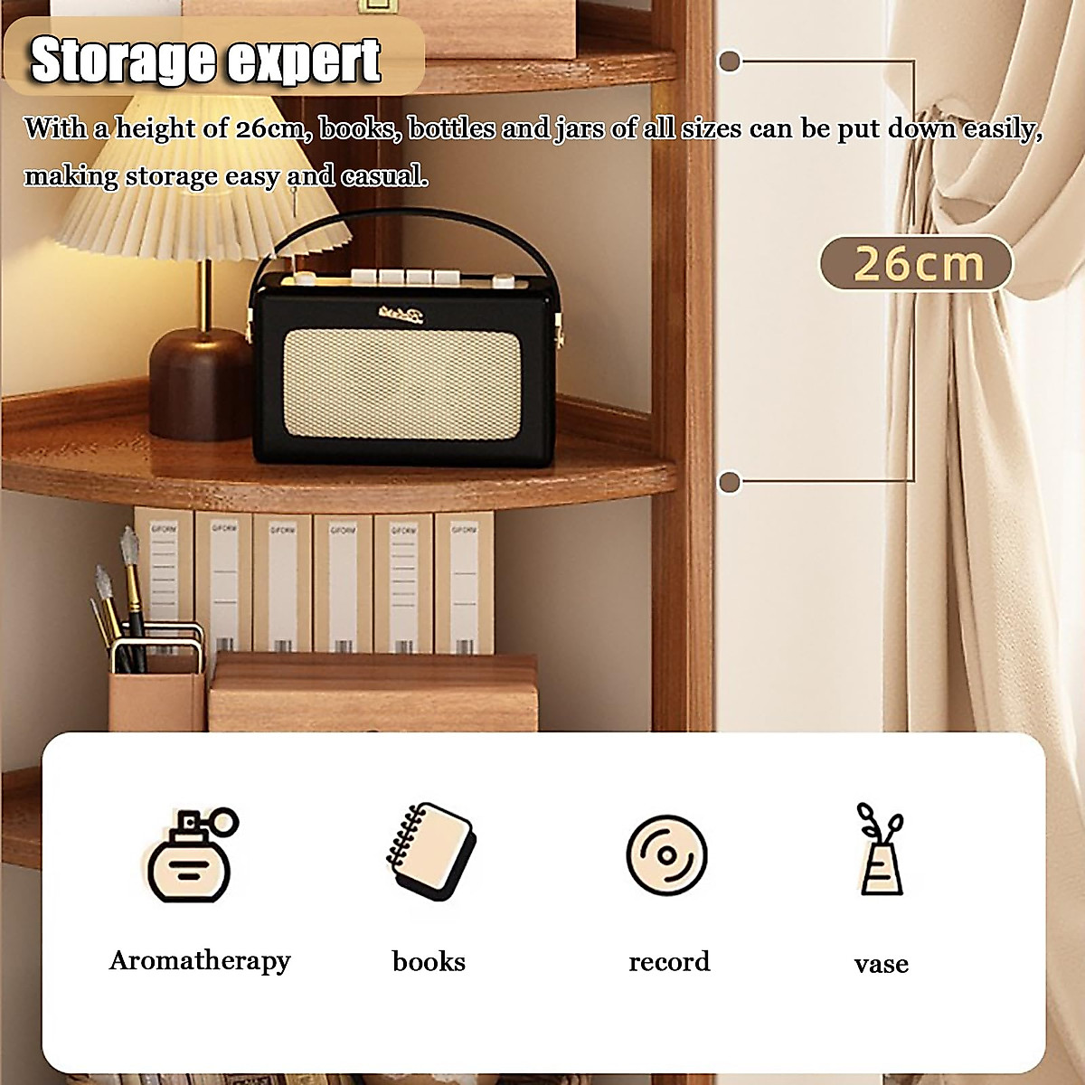 Corner Shelf,Bamboo Corner Stand,Corner Storage Shelf, Counter Organizer Rack,Corner Table Bookshelf,Display Rack Storage Organizer,Bathroom Corner Shelf Stand,for Living Room Kitchen Bedroom A 6th