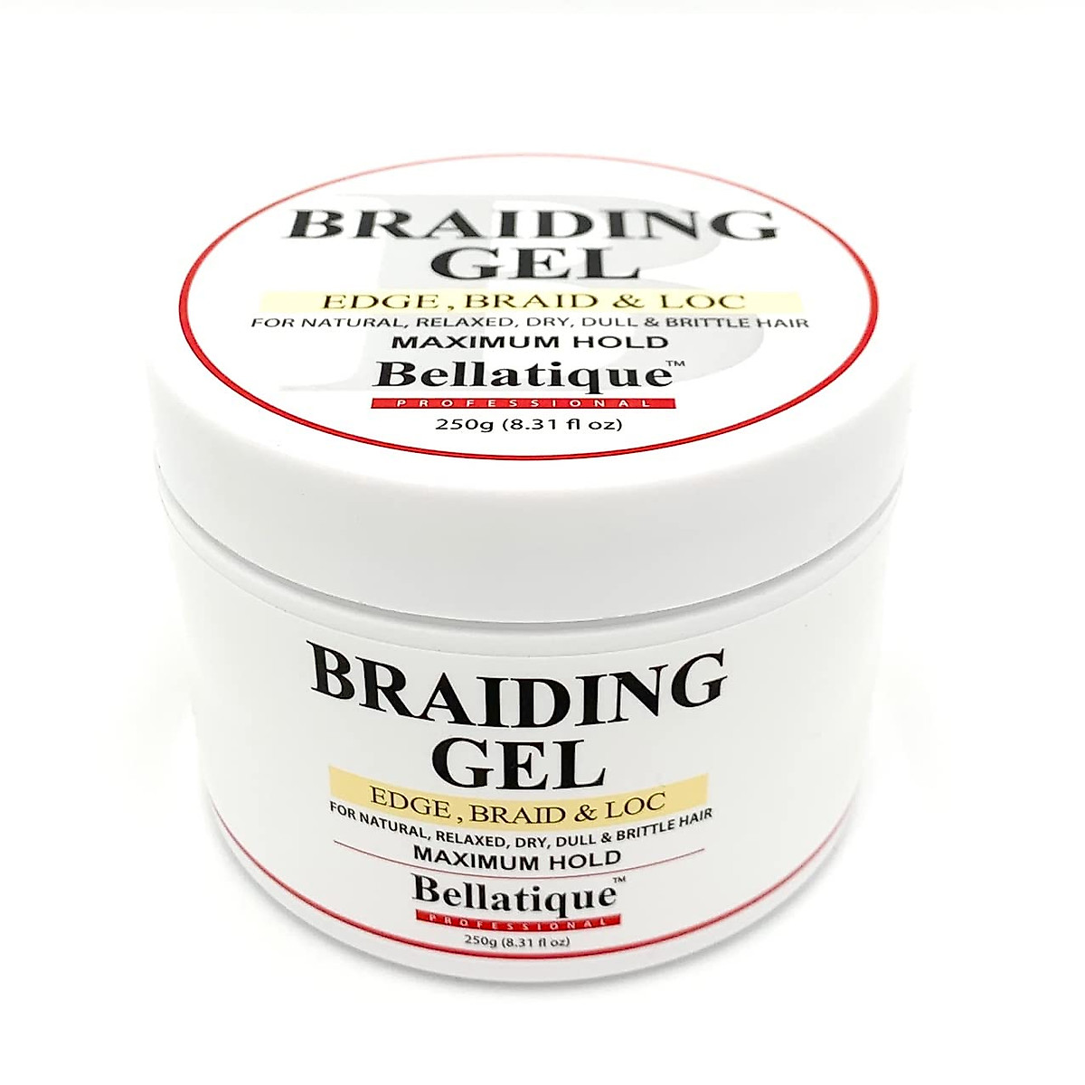 BELLATIQUE Professional Braiding Gel Maximum Hold Gel for All Hair Types (8.81 Oz) - No Flaking, No Whitening, Fast Drying, High Shine, Lasts Up to 48 Hrs