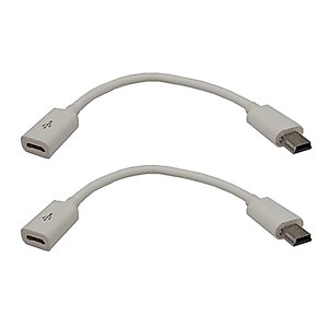 zdyCGTime Micro USB to Mini USB Extension Cable Micro USB Female to Mini USB Male Charging & Sync Adapter Cable Cord(2 Pack White