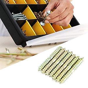 20Pcs Dowel Screw, 5x30mm Zinc Plating Double Head Pointed Tail Self-Tapping Positioning Screws, Wood Furniture Connector for Home Handmade Repair Installation