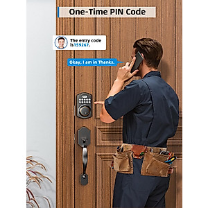 Revolo RE001 Electronic Keypad Deadbolt, Keyless Entry Door Lock, Keyed Entry, Auto Lock, Smart Lock with Handle, Front Door Handle Sets, Anti-Peeking Password, Oil-Rubbed Bronze