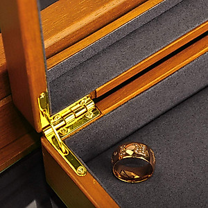 Oirlv Solid Wood Jewelry Display Box Rings Earrings Organizer Case with Acrylic Lid Vintage Gift for Women