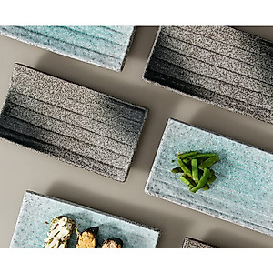 Uaral Sushi Plate Japanese Dish Set Ceramic Sashimi Plate 4 Pieces Sushi Serving Plate(8.5inch Midnight Blue)