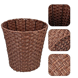 Zerodeko Wicker Laundry Hamper Round Rattan Woven Laundry Basket Dirty Clothes Hamper Decorative Wastepaper Storage Basket for Laundry Room Bathroom Bedroom Coffee