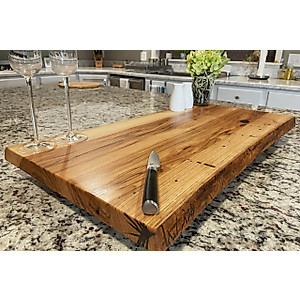 Hickory X Large, Gorgeous, Full-of-Character, Uncommon, Forest-to-Table Solid Double Live Edge Wood Charcuterie/Appetizer/Dessert/Grazing Board. 100% USA Handcrafted. 27 x 14.5 x 1.25"