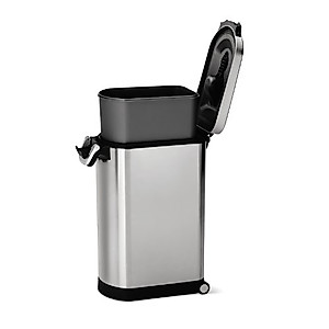 Simplehuman 35 Liter, 40 lb / 18.1 kg X-Large Pet Food Storage Container, Brushed Stainless Steel for Dog, Cat Food, and Bird Feed,Silver