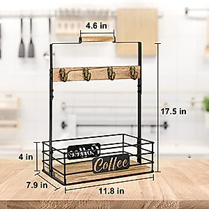Coffee Mug Holder, Coffee Station Organizer for Countertop with 8 Mug Hooks, Coffee Cup Holder Coffee Mug Rack for Coffee Bar, Coffee Mug Tree Rack with Storage Shelf, Coffee Bar Accessories Organizer
