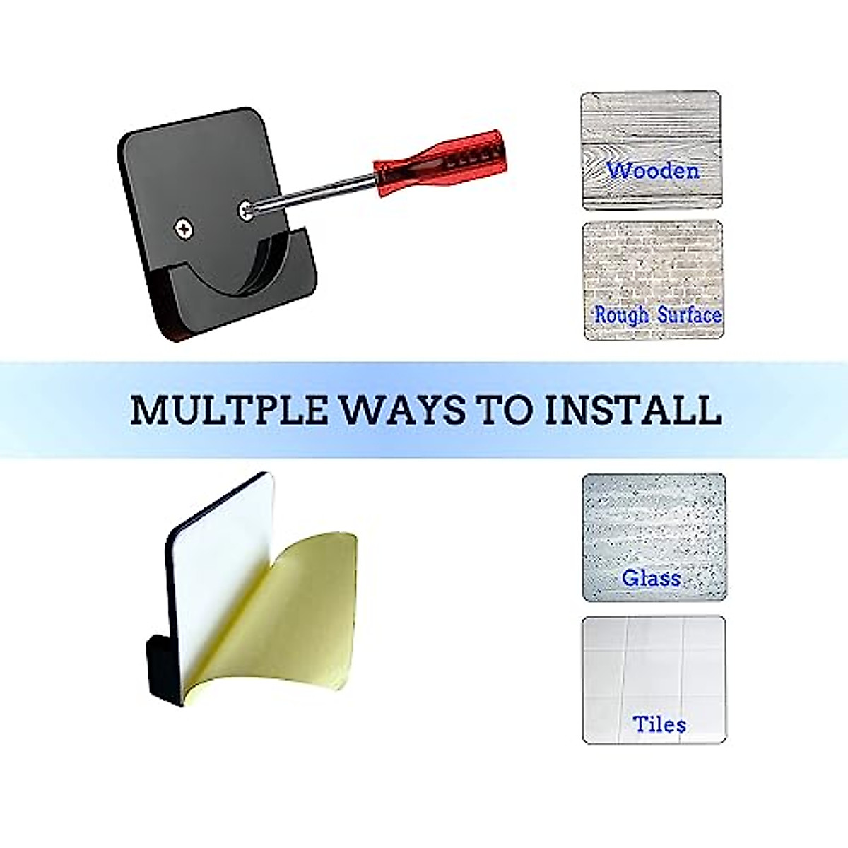 LGQXGO Adhesive Shower Curtain Rod Holders - No Drilling | Waterproof | Heat Resistant | Max Load 50 lbs | Perfect for Bathroom Walls | 2 Pack,Black Shower Rod Holders (Rod Not Included)