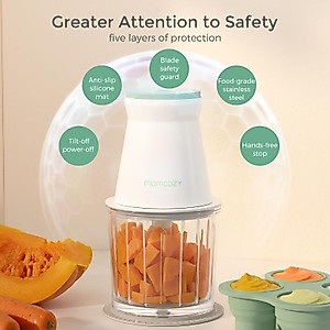 Momcozy 9-in-1 Baby Food Maker & Blender Set, 7-Second Quick Soft Food Prep for Baby, 20oz Baby Food Processor for Meat, Vegetable, Fruit with Baby Food Containers, Food Freezer Tray, Silicone Spoons