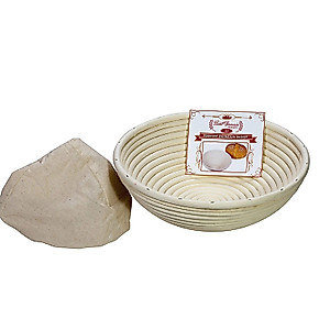 Saint Germain Bakery Premium Round Bread Banneton Basket with Liner - Perfect Brotform Proofing Basket for Making Beautiful Bread (10 inch)