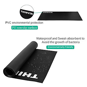 Thinvik Bike Mat PVC Environmental for Peloton Spinning Bike & Wahoo Kickr - Bicycle Trainer Mat for Cycleops Rowe Indoor Cycling Exercise Stationary Bike mat with Stone Texture 30*60in 4mm thickness