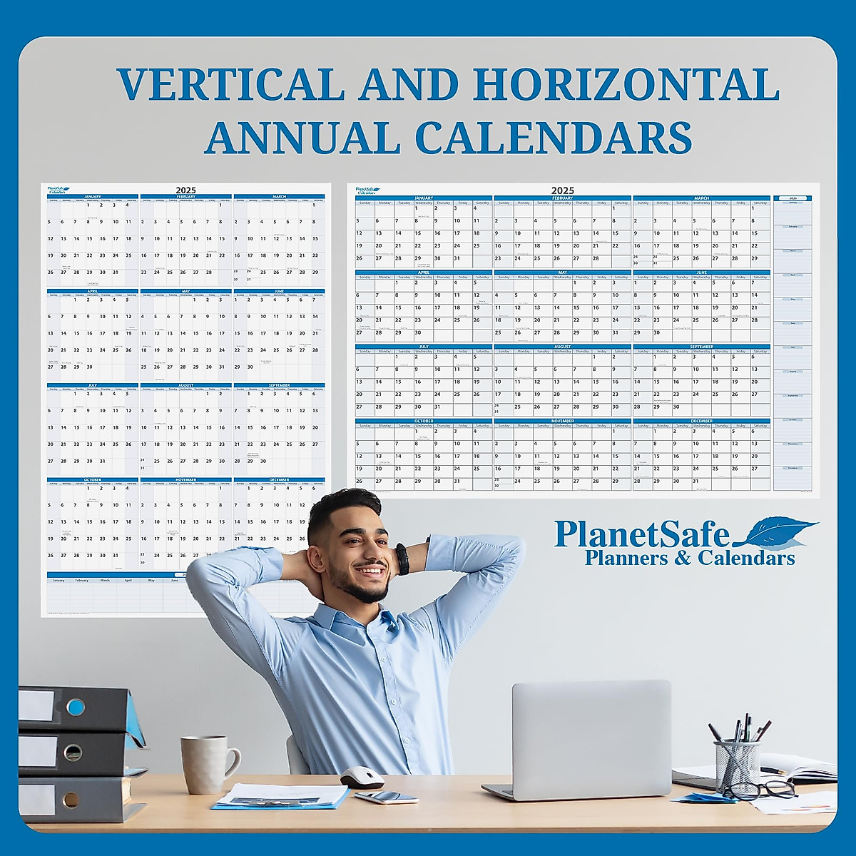 Sky Blue 2024 Dry-Erasable Wall Calendars 24 x 36 - MA (2024) - 24H36BM - with next year planning area