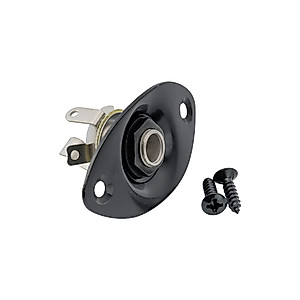 Musiclily 1/4" Oval Guitar Input Jack Output Jack Plate Socket for Strat Tele Style Electric Guitar Replacement Parts, Black