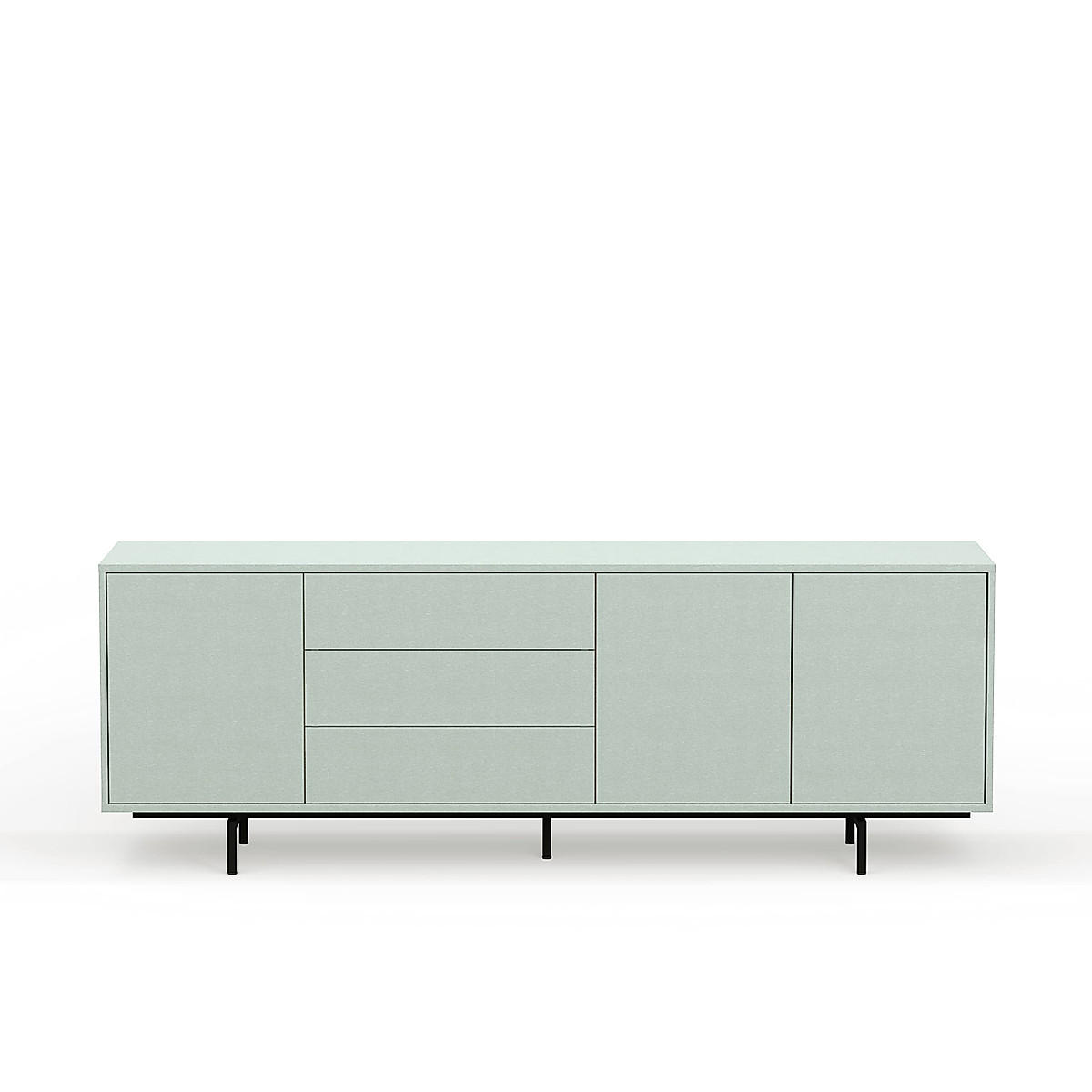 Glenwillow Home Atlas 78" x 28" Highboy Modern TV Stand Cabinet and Sideboard - Jade Ocean Frame, Jade Ocean Door/Drawers, Black Base
