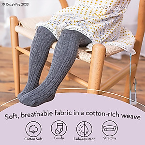 CozyWay Toddler Tights - Girls and Boys Leggins Cable Knit Comfy Cotton Toddlers 2T-4T Multicolor - 5 Pack