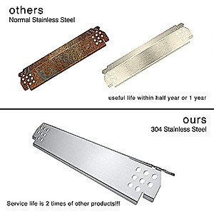 Hisencn 304 Stainless Steel Grill Parts for Home Depot Nexgrill 4 Burner 720-0830H 720-0783E, 5 Burner 720-0888N Grill Burner, Heat Plate, 17 inch Grill Cooking Griddle Replacement Kit