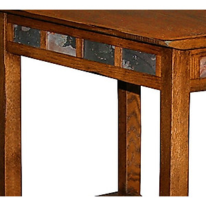 Leick Rustic Oak Slate Tile Recliner Wedge End Table