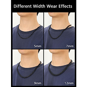 FindChic Black Chain Necklace for Women, Chunky Curb Chain Necklace Hip Hop Jewelry Thick 12MM 18inch Cuban Link Chains