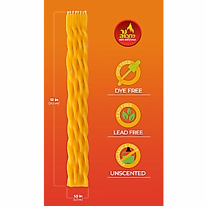 Ner Mitzvah Havdalah Candle DRIPLESS Braided Beeswax - Non-Drip - 12" Drip-Free Hand Dipped Bees Wax Braided Multi Wick Candle