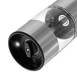 Electric Pepper Grinder，Electric Salt Grinder, adjustable coarseness, LED light, one hand automatic operation, dust cap (Single(1pc))