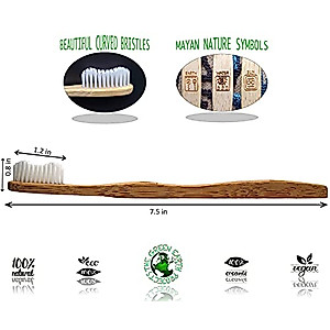 Organic Bamboo Toothbrushes - Eco-Friendly & Compostable 100% Biodegradable Wooden Handles - Durable BPA-Free Medium Soft Bristles - Vegan Manual Toothbrush for Adults with Sensible Gums (6Pack)