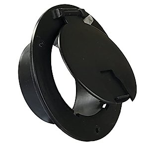 Thetford RV Camper Deluxe Round Electric Cable Cord/Jack Hatch Without Back Black PN 94332