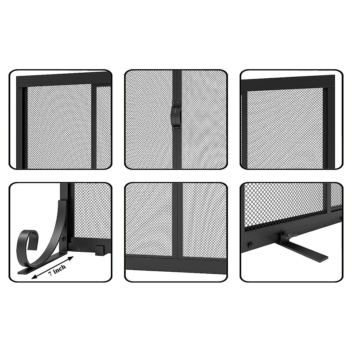 Fire Beauty Fireplace Screen, Wrought Iron Mesh, Baby Safe Spark Guard Protector with 2-Doors Large Flat Guard Screens (37.8 x 30.7 Inch)