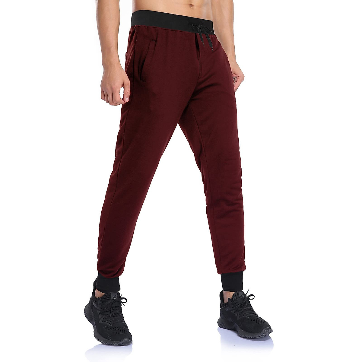 Muscularfit Linen Pants Lightweight Pants Men 2023 Casual Loose Lace-Up Elasticated Sport Sweatpants Regular Fit Solid Straight Legs Mens Cargo Pants Elastic Waistband Wine XL