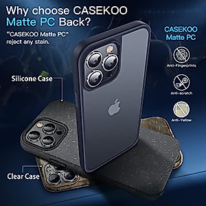 CASEKOO for iPhone 13 Pro Max Case KooShock, [10 FT Military Drop Protection] [Skin-Friendly Touch] Built-in Airbags and Rugged Matte Back, Thin Translucent Protective Case 6.7", Black
