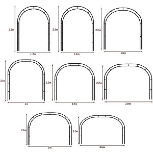 Metal Steel Frame Garden Rose Arch Trellis 2.4M Black Heavy Duty Strong Climbing Plants Archway Tubular,White,W3M*H2.2M