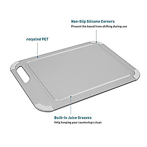 CompactStone Cutting Boards for Kitchen Plastic Cutting Board Set of 3 Dishwasher Safe Cutting Boards with Juice Grooves Thick Chopping Boards for Meat Veggies Fruits Easy Grip Handle Non-Slip