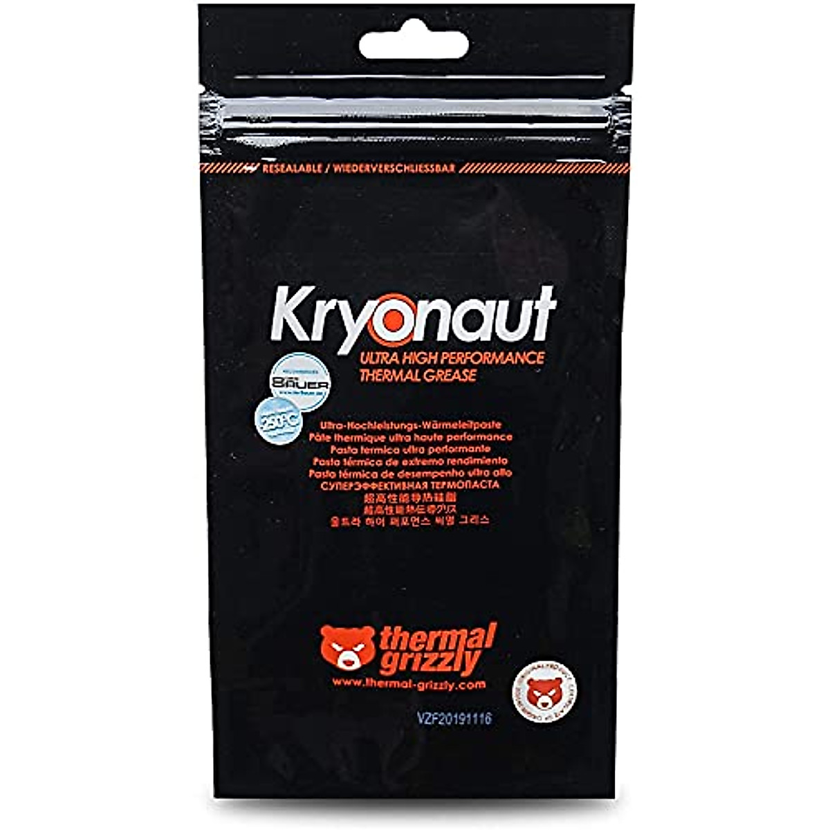 Thermal Grizzly Kryonaut The High Performance Thermal Paste for Cooling All Processors, Graphics Cards and Heat Sinks in Computers and Consoles (1 Gram)
