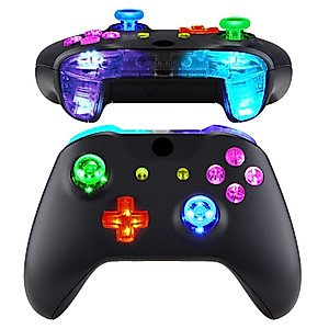 eXtremeRate Multi-Colors Luminated Bumpers Triggers Dpad Thumbsticks Start Back ABXY Action Buttons, DTFS (DTF 2.0) LED Kit for Xbox One S & X Controller (Model 1708) - Controller NOT Included