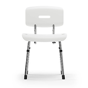 Medline Shower Chair with Backrest and Microban, Ideal for Disabled, Seniors and Elderly, 300 lb. Weight Capacity, White - Comfortable for Shower or Bathtub