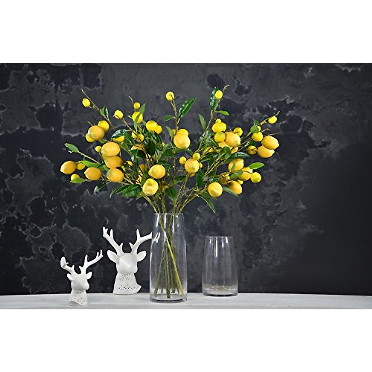 GiDiProtea Artificial Lemon Branch Yellow Vivid Artificial Fake Lemon Flower Home Party Garden Decoration 2Pcs 7 Lemons