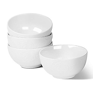 amHomel 10 Packs Porcelain Small Bowl Set for Ice Cream, Dessert, Small Side Dishes, Salad, Fruit, Dip (4.5 Inch, White, High Foot)