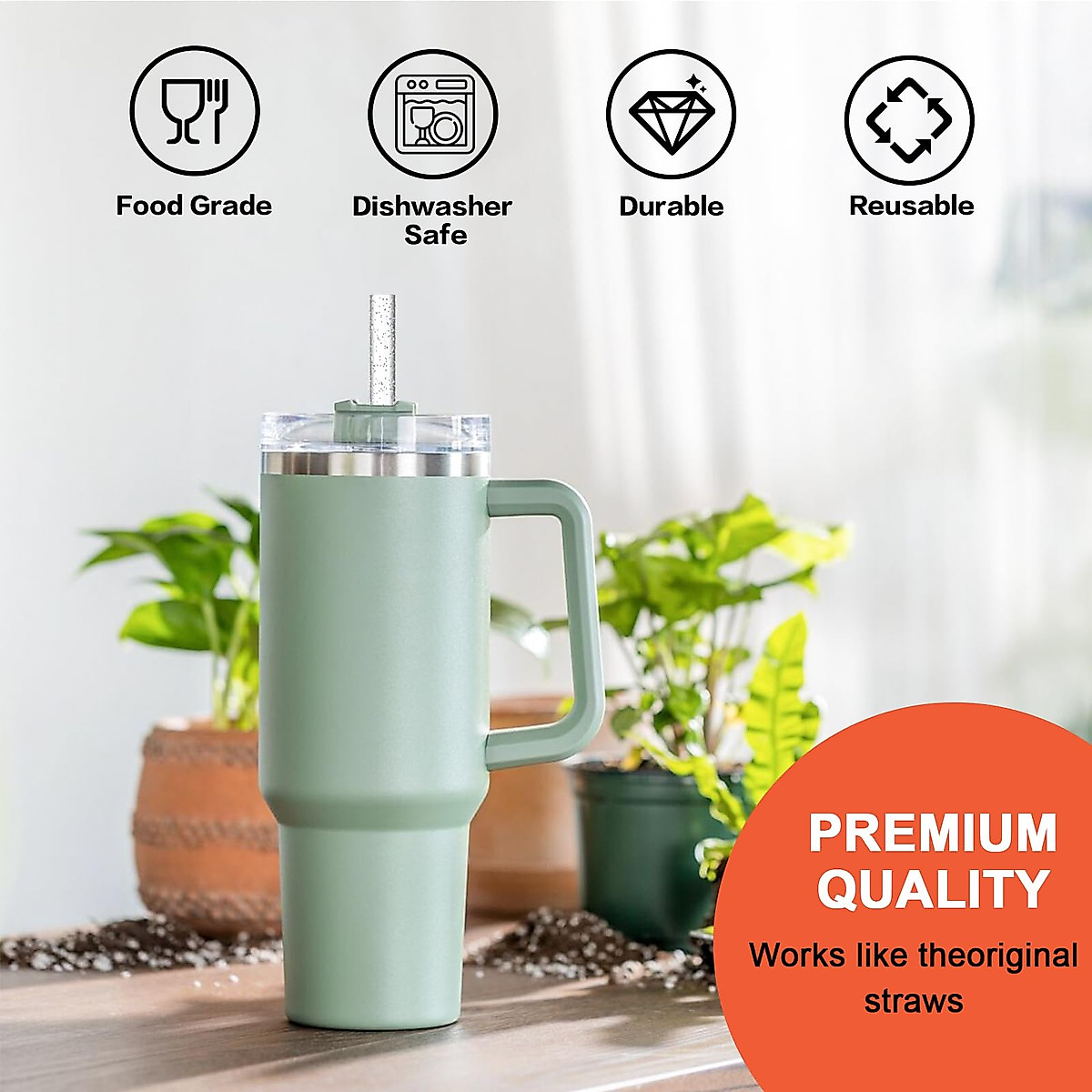 12 Pack Color Replacement Straws for Stanley Owala Simple Modern Tumbler, Yoelike 12in Long Reusable Glitter Straws Accessories for Tumbler Mug Cup, Dishwasher Safe and BPA Free